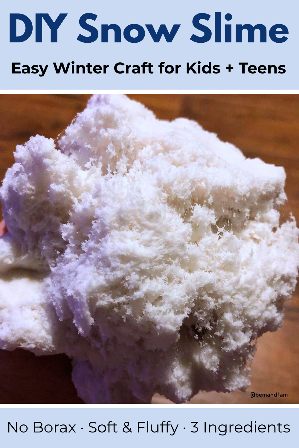 Fluffy Snow Slime - Blue Eyed Mama | Family Recipes, Crafts ...